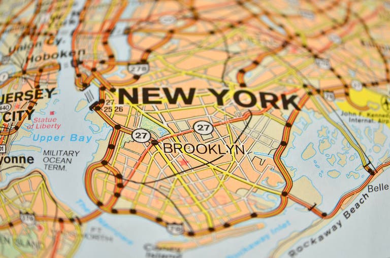 New York City, Brooklyn Map Stock Image - Image of deformation ...