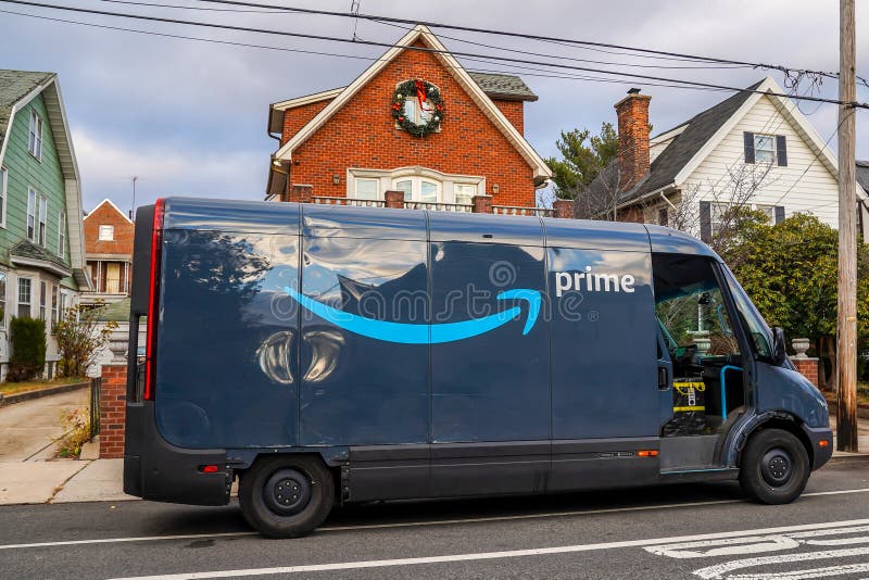 An Amazon Electric Delivery Van in Brooklyn, New York Editorial Stock ...