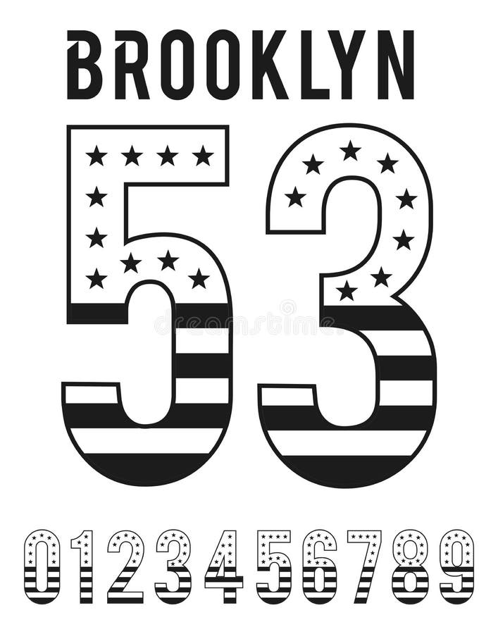 Brooklyn Set Number Flag USA Typography Design Stock Vector ...