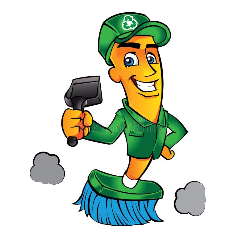 Broom cartoon Broom man stock vector. Illustration of equipment - 69732997