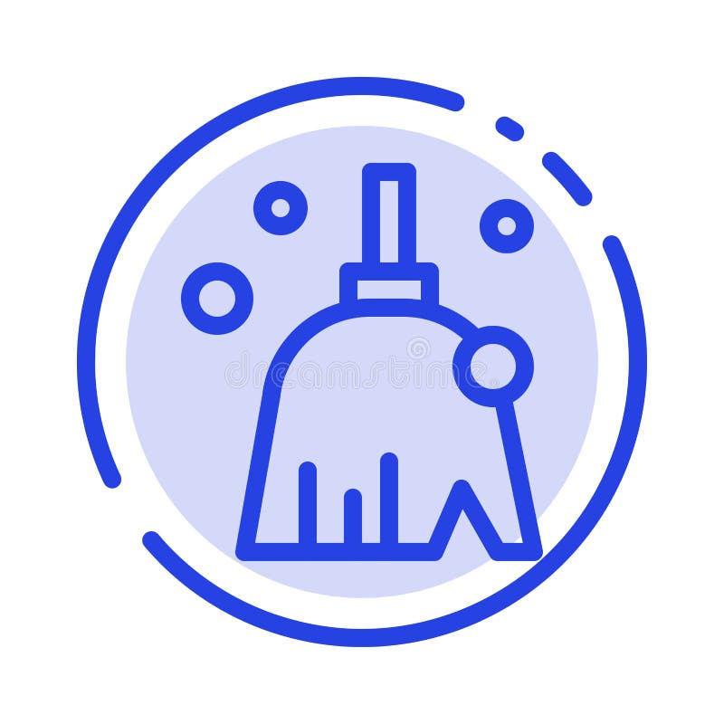 Broom, Clean, Cleaning, Sweep Blue Dotted Line Line Icon Stock Vector ...