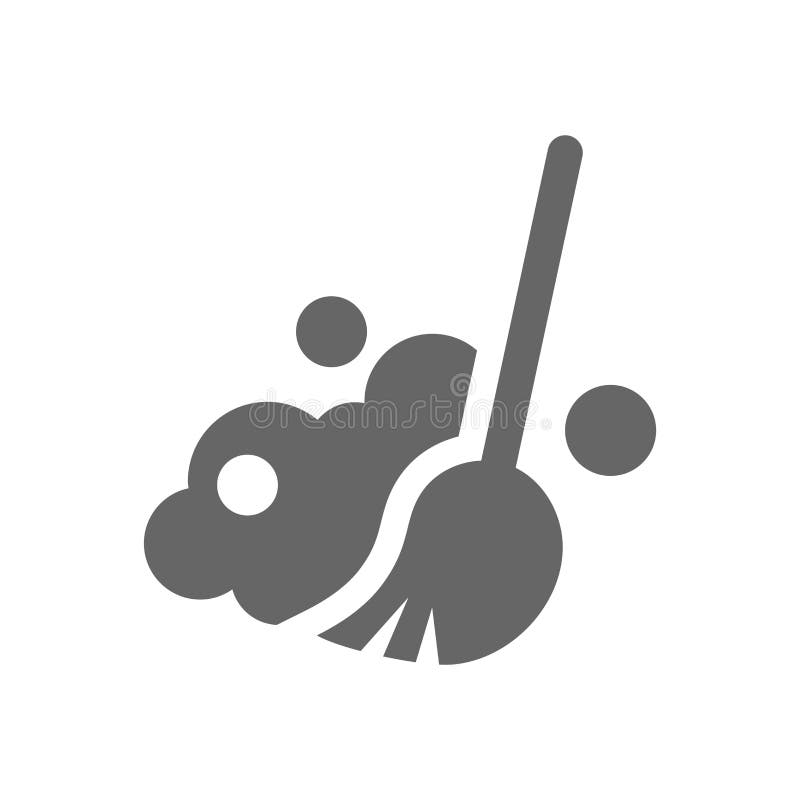 Broom and Dust Cloud Cleaning Vector Icon Stock Vector - Illustration ...