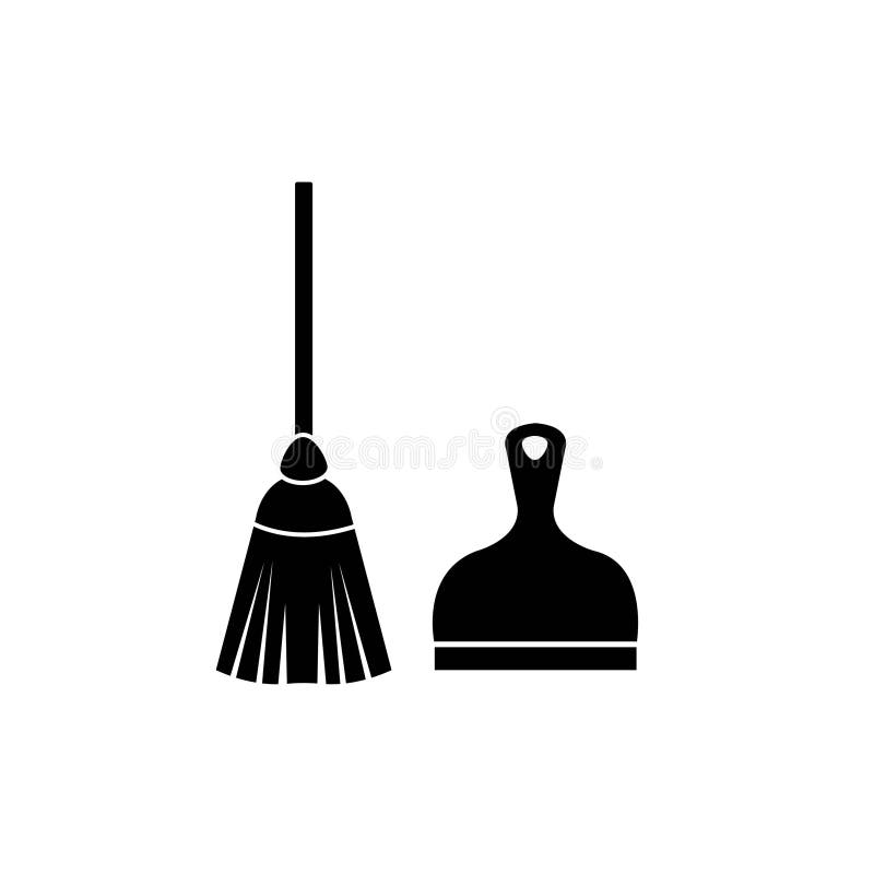 Broom and Dustpan Icon. Simple Illustration of Broom and Dustpan Vector ...