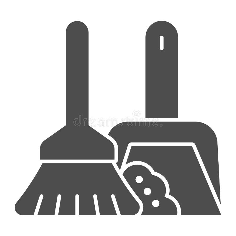 Broom and Dustpan Thin Line Icon. Cleaning Tools Vector Illustration ...
