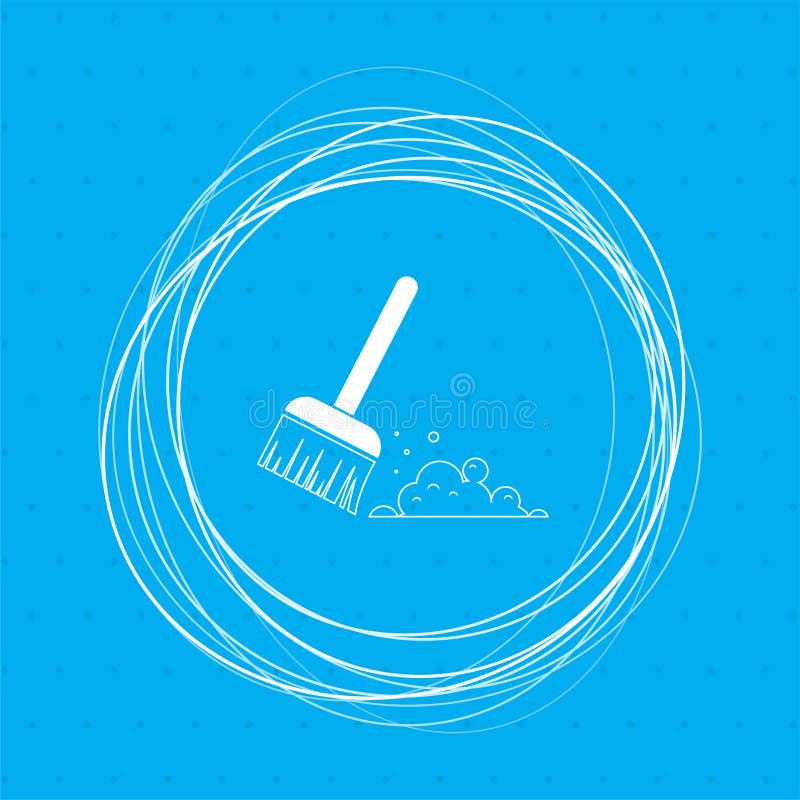 Broom Icon on a Blue Background with Abstract Circles Around and Place ...