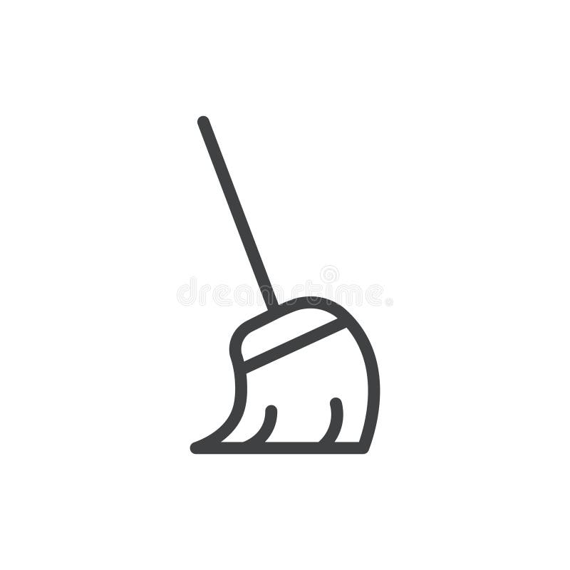 Broom Icon Simple Outline Vector Logo Stock Vector - Illustration of ...