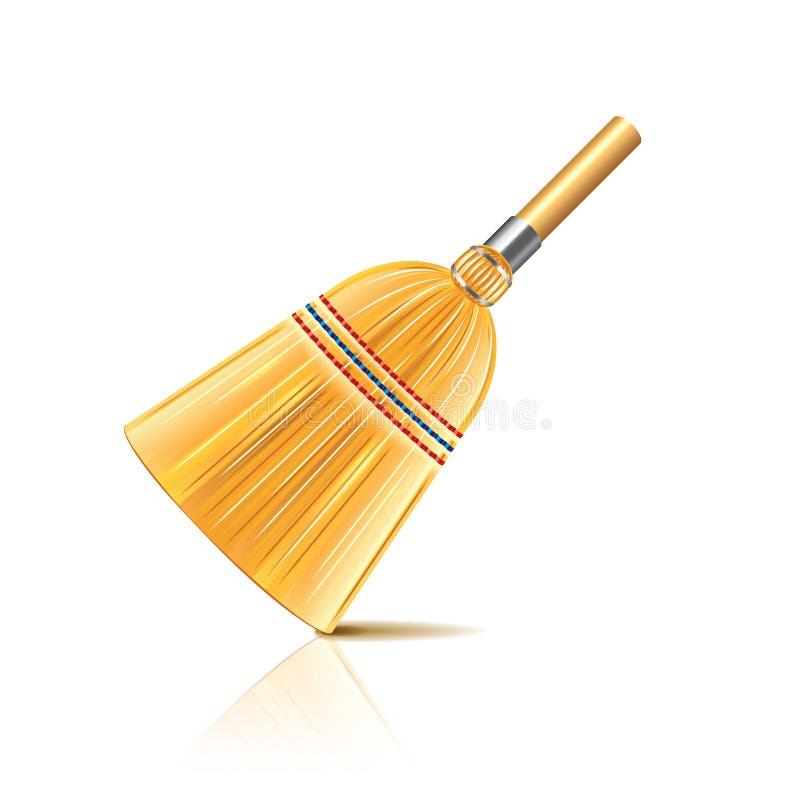 Broom Isolated on White Vector Stock Vector - Illustration of floor ...