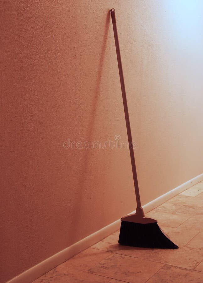 Broom leaning against wall stock photo. Image of paints - 717546
