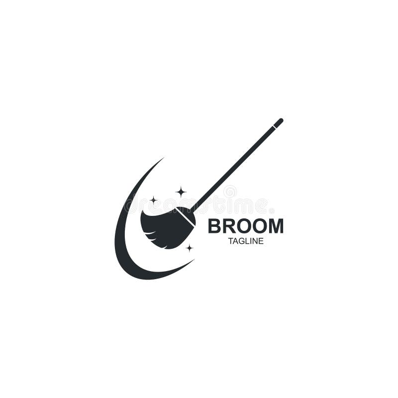 Broom Logo Vector Icon Illustration Stock Vector - Illustration of ...