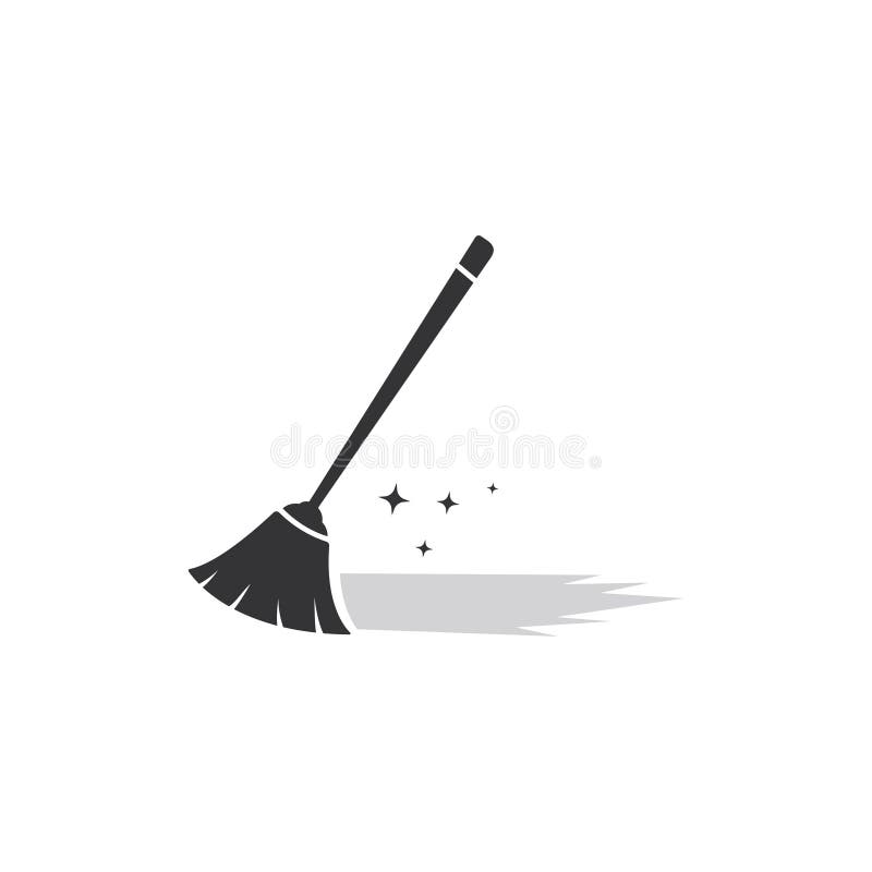 Broom Logo Vector Icon Illustration Stock Vector - Illustration of ...