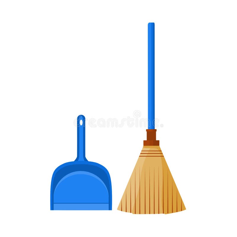 Broom and Scoop for Cleaning the House, Isolated on White Background ...