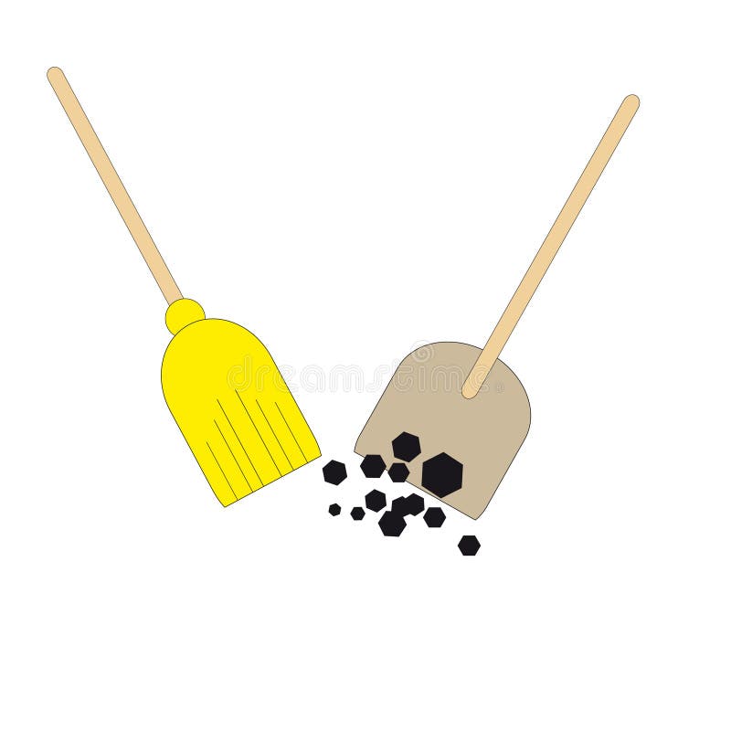Besom, shovel and brushes stock illustration. Illustration of tidy ...