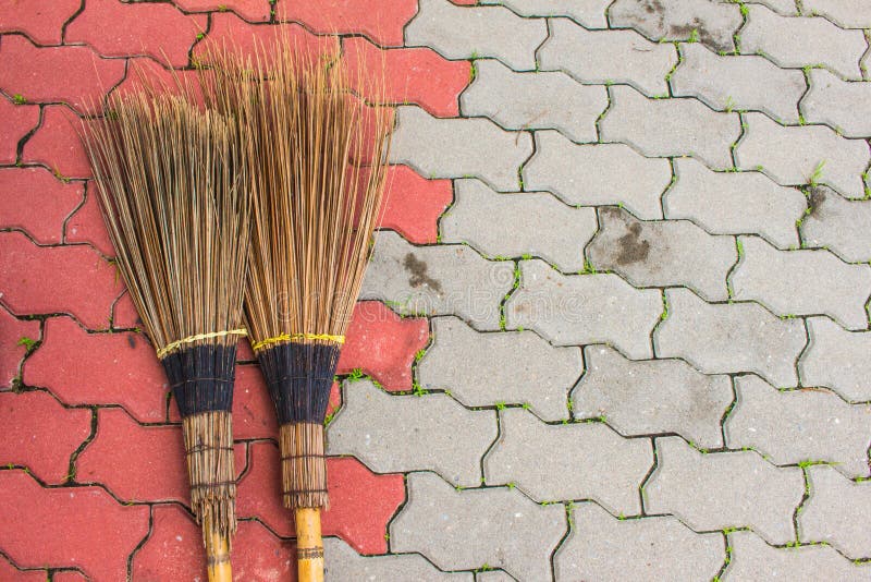Brooms Placed Near the Wall of the House. Nature. Stock Photo - Image ...