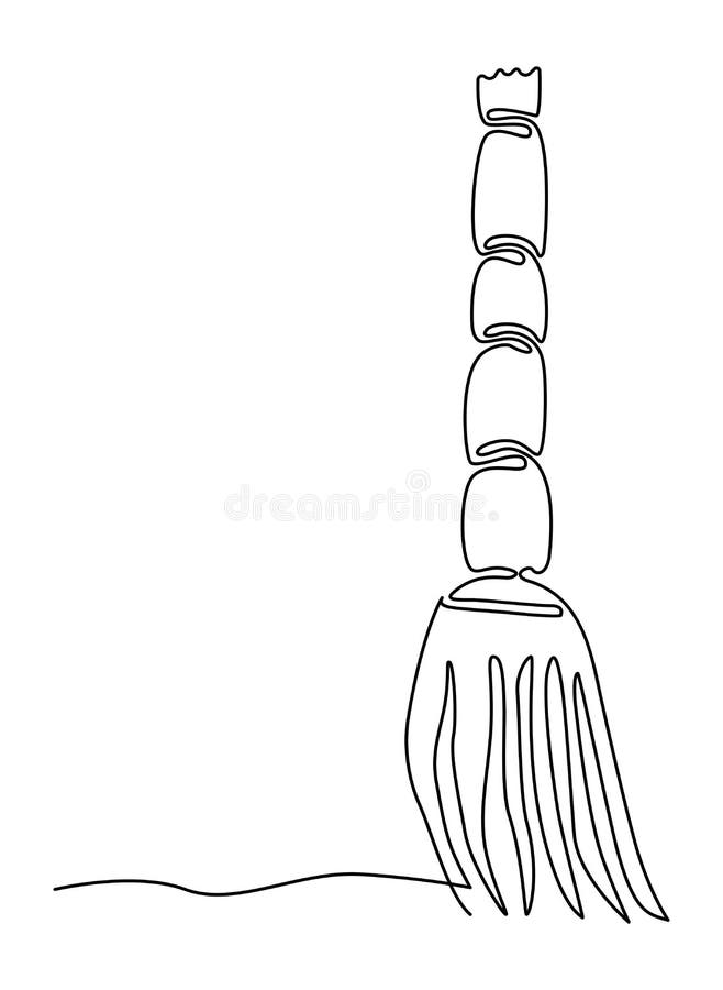 Broom, a Tool for Manual Cleaning of the House. Continuous Line Drawing ...