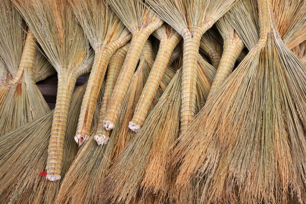 Brooms piled up stock image. Image of tools, housework - 382196327