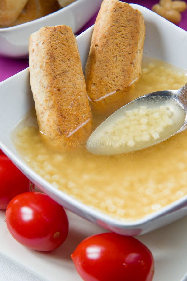 Broth and pasta stock photo. Image of small, light, cube - 28177372