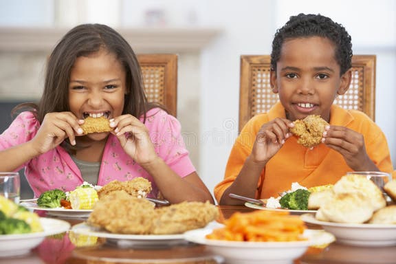 Brother and Sister Having Lunch at Home Stock Image - Image of brother ...