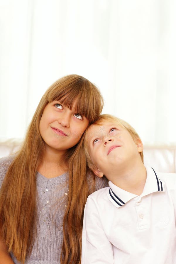 Brother and Sister Looking Up Stock Photo - Image of life, copyspace ...