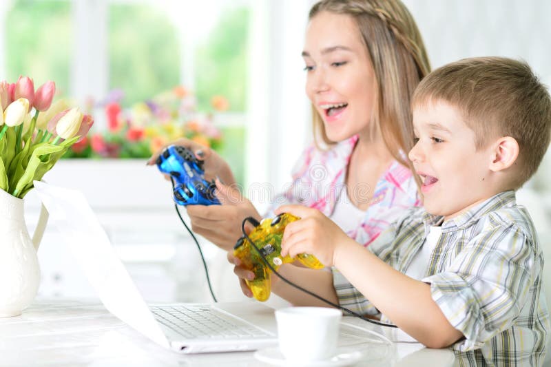 Bother And Sister Using Laptop Stock Image - Image of exploring, life ...