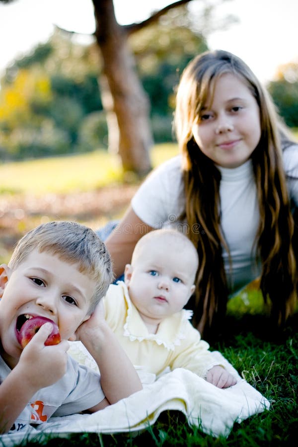 Brother with two sisters stock photo. Image of leisure - 3553952