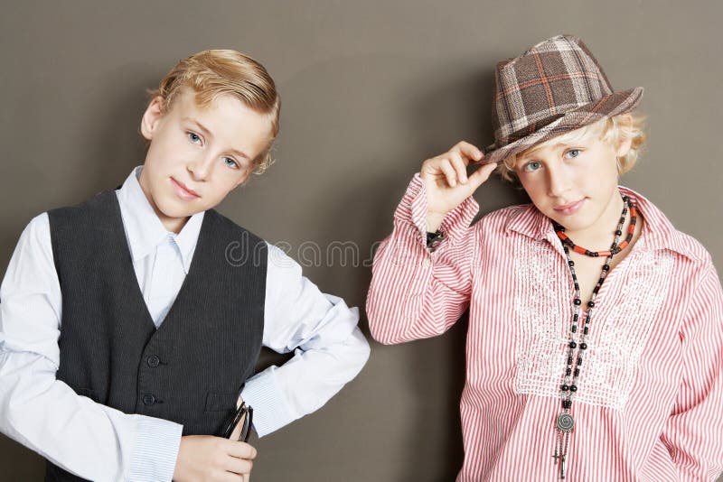 Brothers on Brown Background Stock Photo - Image of close, blond: 28833084