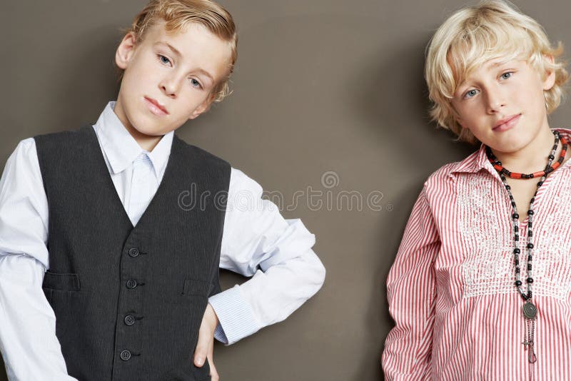 Brothers on Brown Background Stock Photo - Image of caucasian ...
