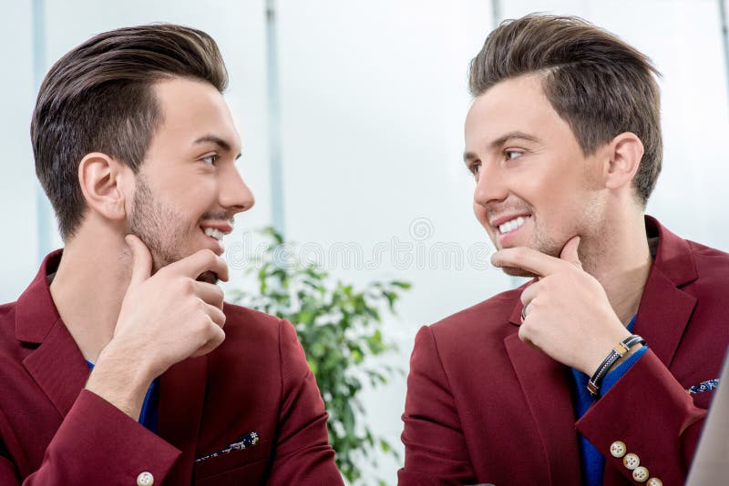 Brothers and Friendship Concept. Happy Men Hugging. Models Standing ...
