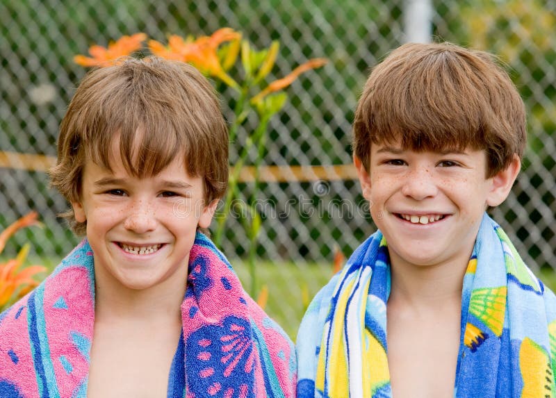 Brothers Going Swimming at the Pool Stock Photo - Image of leisure ...