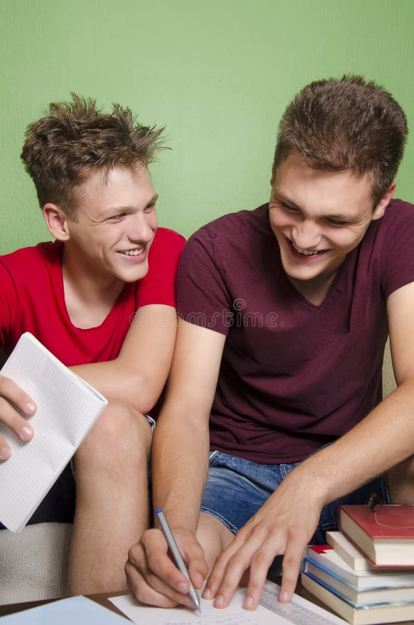 Brothers Having Fun while Studying Together Stock Image - Image of ...