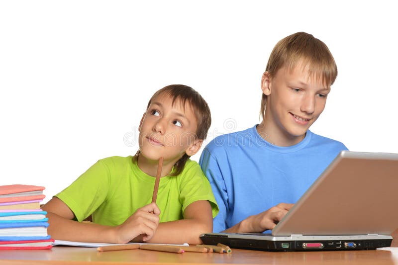 Brothers with laptop stock image. Image of person, concentrated - 47227751
