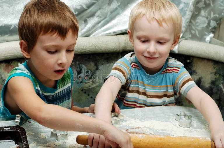 Brothers Making Christmas Cookies Stock Image - Image of assist, food ...