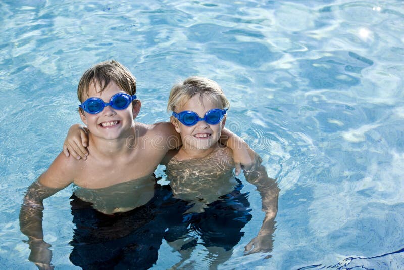Brothers Posing Together in Swimming Pool Stock Image - Image of ...