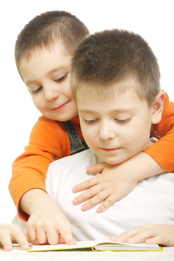Brothers reading stock photo. Image of white, male, book - 8394172