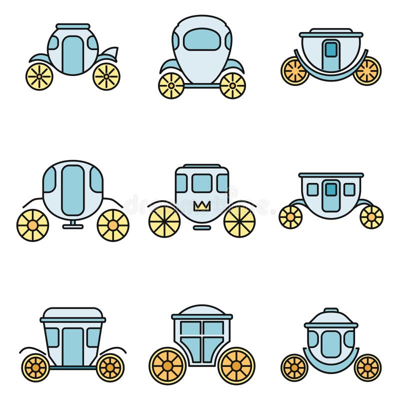 Brougham Carriage Icons Set Vector Color Stock Vector - Illustration of ...