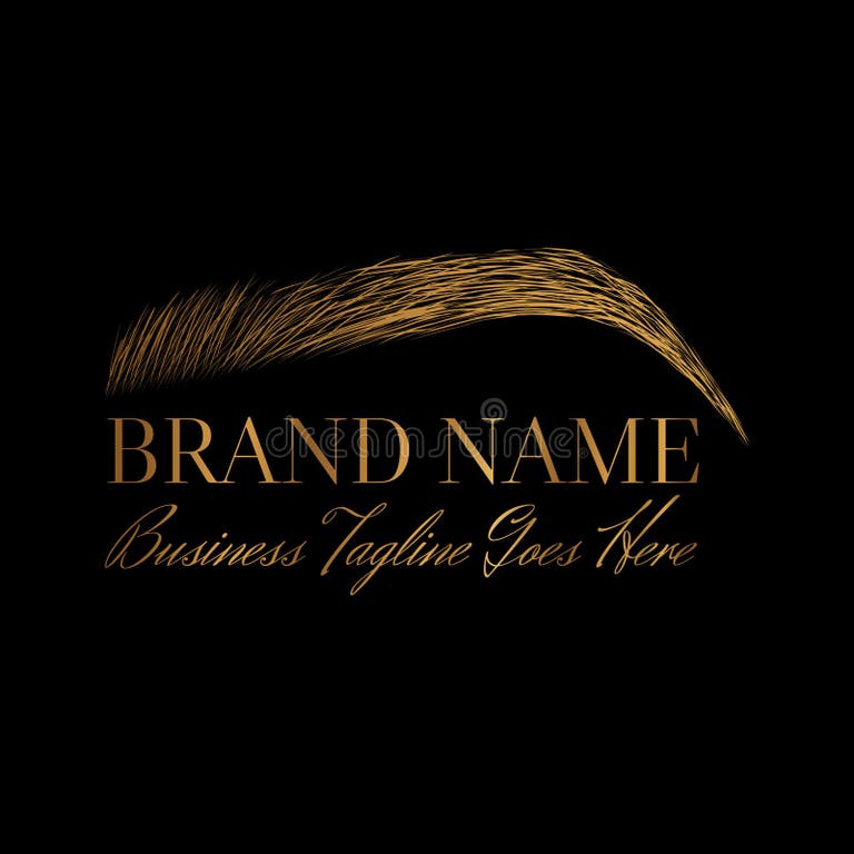 Brow Artist Logo Template with Gold Eyebrows Stock Vector ...