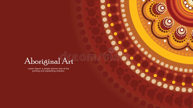 Brown Aboriginal Dot Art Vector Banner with Text. Stock Illustration ...