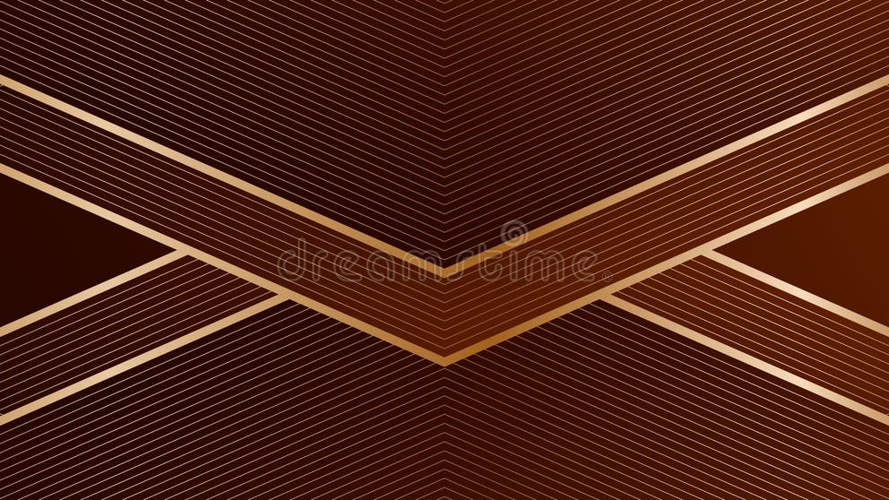 Brown Abstract Background with Triangular Frames and Gold Lines, Modern ...