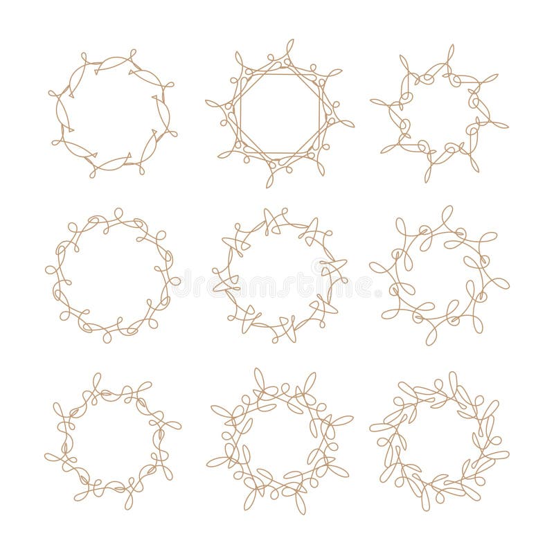 Brown Abstract Circle Line Art Decoration Isolated Flat Design Stock ...