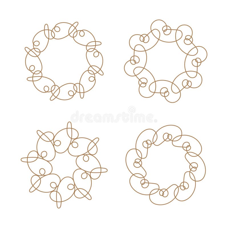 Brown Abstract Circle Line Art Decoration Isolated Flat Design Stock ...