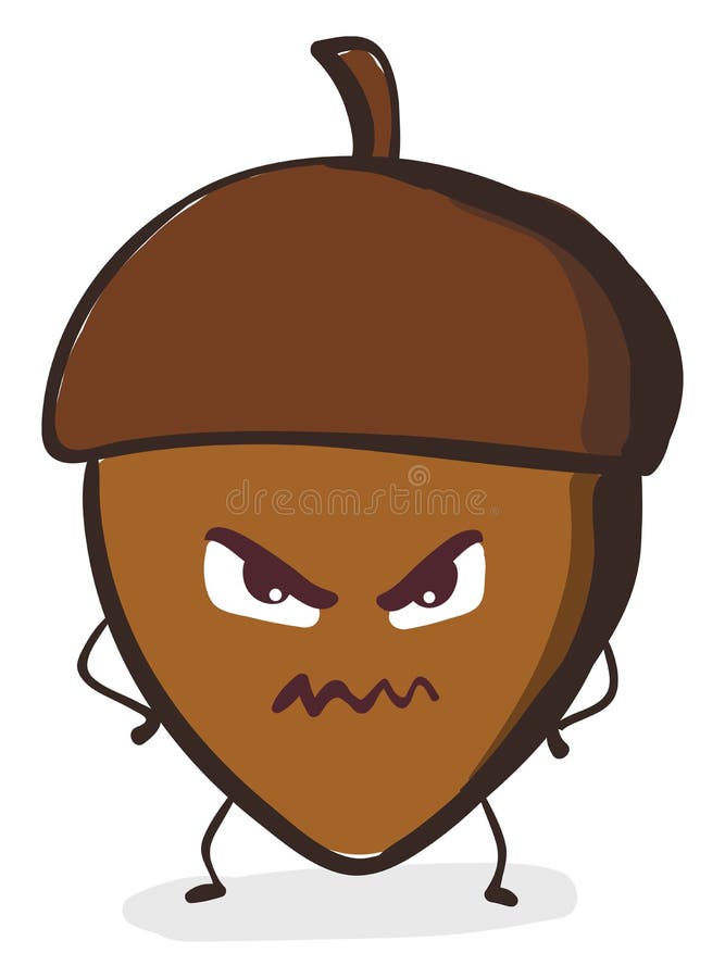 Angry Acorn Cartoon Character Holding Up a Fire Stop Sign Stock Vector ...