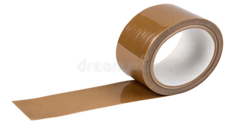 Brown Adhesive Tape with Unrolled Section Stock Photo - Illustration of ...