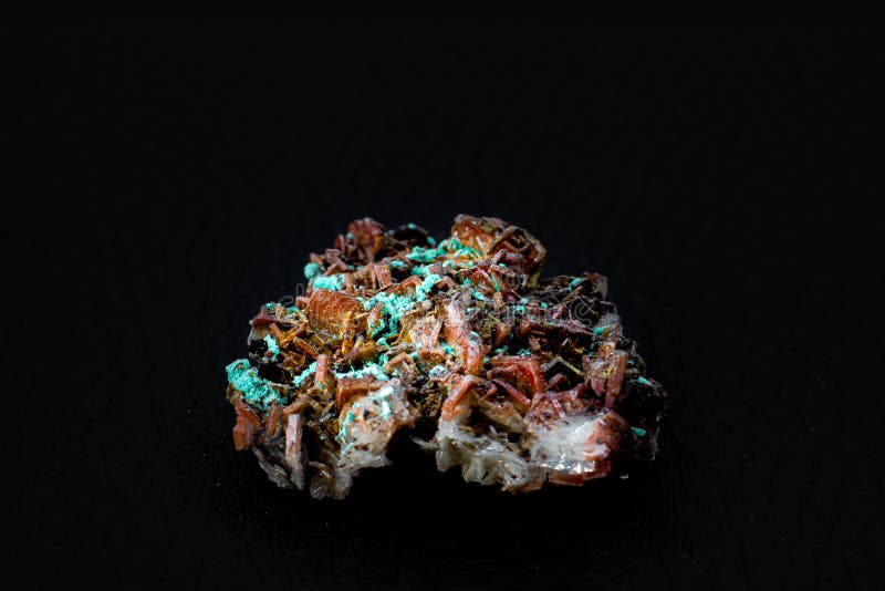 Brown Albite Crystal Cluster with Small Light Green Malachite Clusters ...