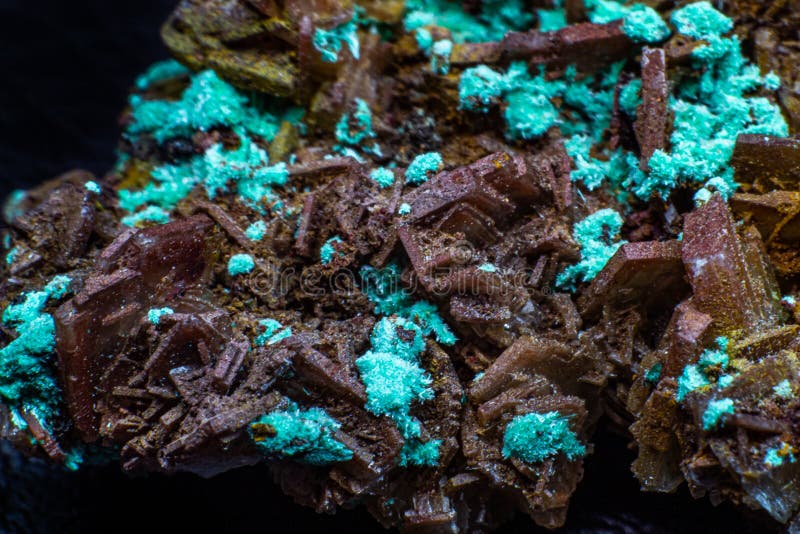 Brown Albite Crystal Cluster with Small Light Green Malachite Clusters ...