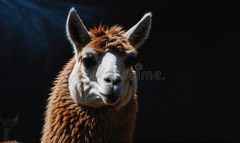 A Brown Alpaca Stands in the Shade, Looking Directly at the Camera ...