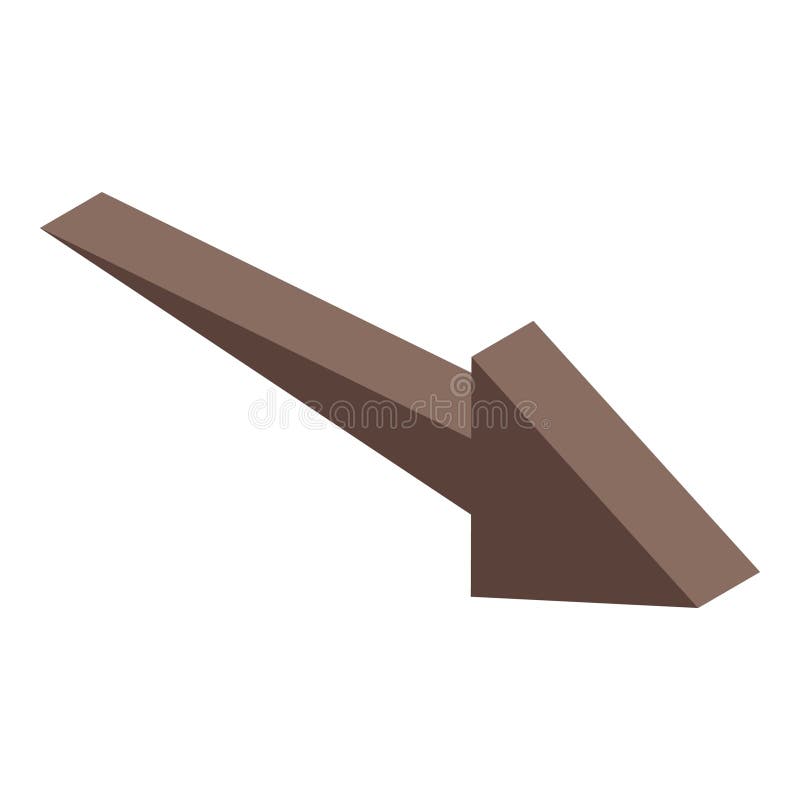Brown Arrow Pointing Down Left in 3d Style Stock Illustration ...