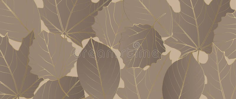 Brown Autumn Background with Golden Leaves. Stock Vector - Illustration ...