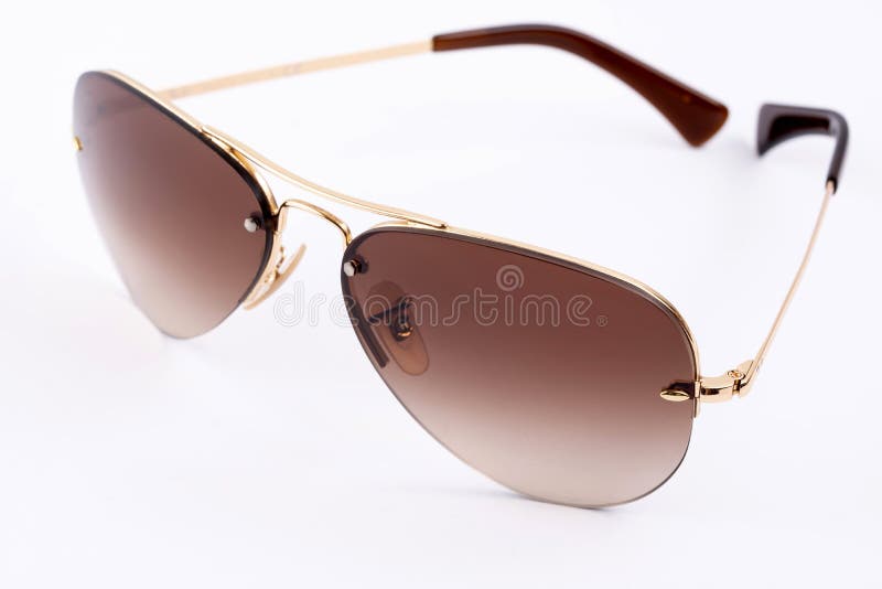 Brown Aviator Sunglasses on White Stock Photo - Image of entertainment ...