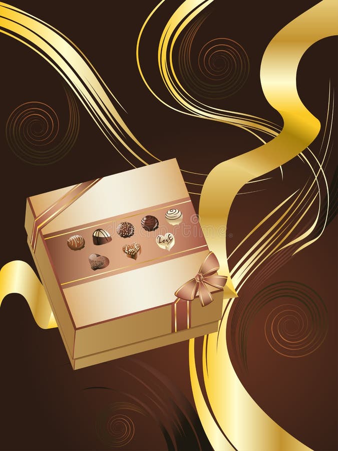 Brown Background with Chocolate Box Stock Vector - Illustration of love ...