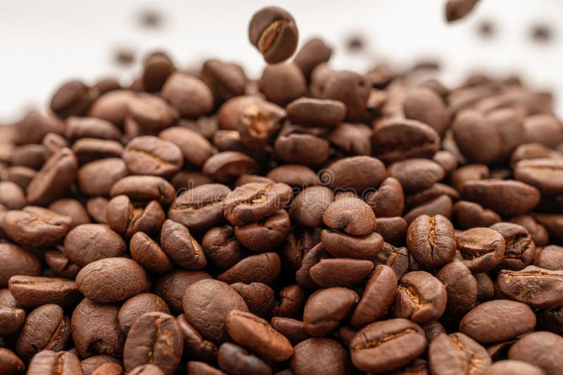 Brown Background of Coffee Grains in Dropcopy Space Stock Photo - Image ...