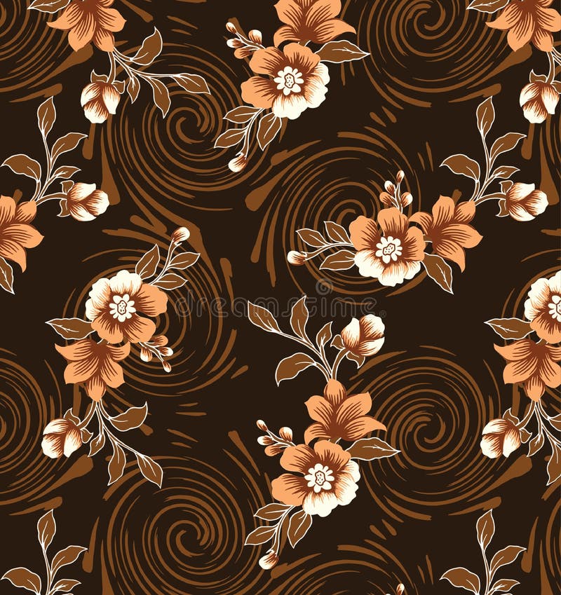 Brown Background With Lined Of Brown Flowers. Stock Illustration ...